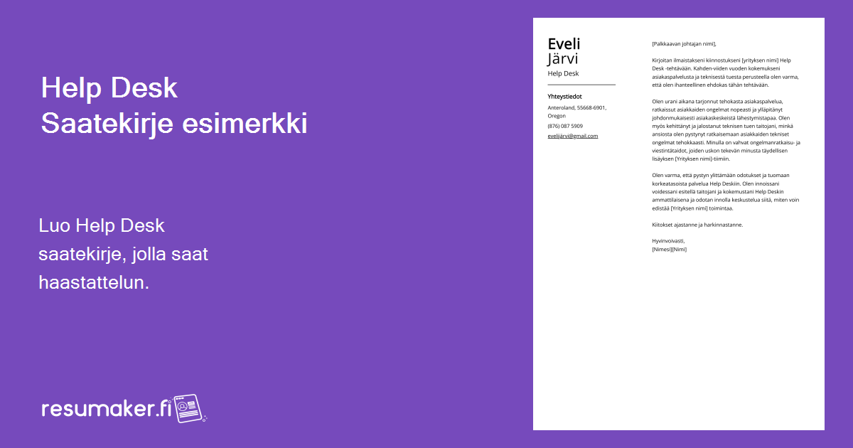 Help Desk Saatekirje: (Entry Level & Senior Jobs)